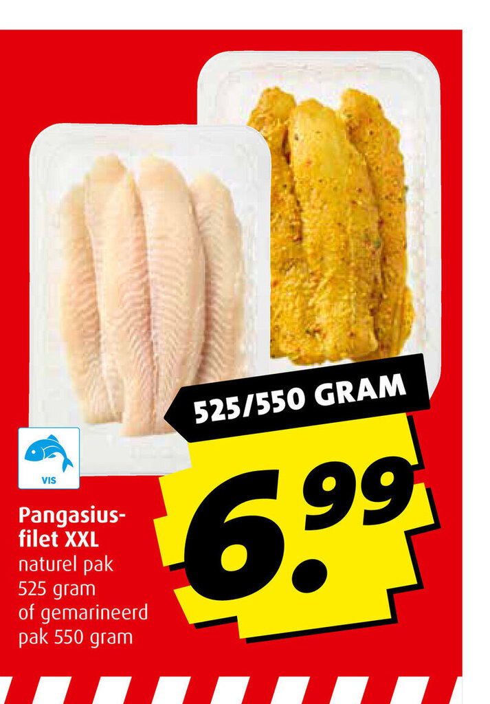 Pangasius-filet XXL naturel pak 525 gram of gemarineerd pak 550 gram ...