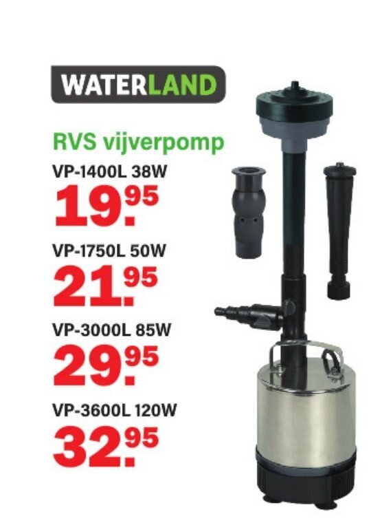 RVS vijverpomp VP-3600L 120W aanbieding bij Van Cranenbroek