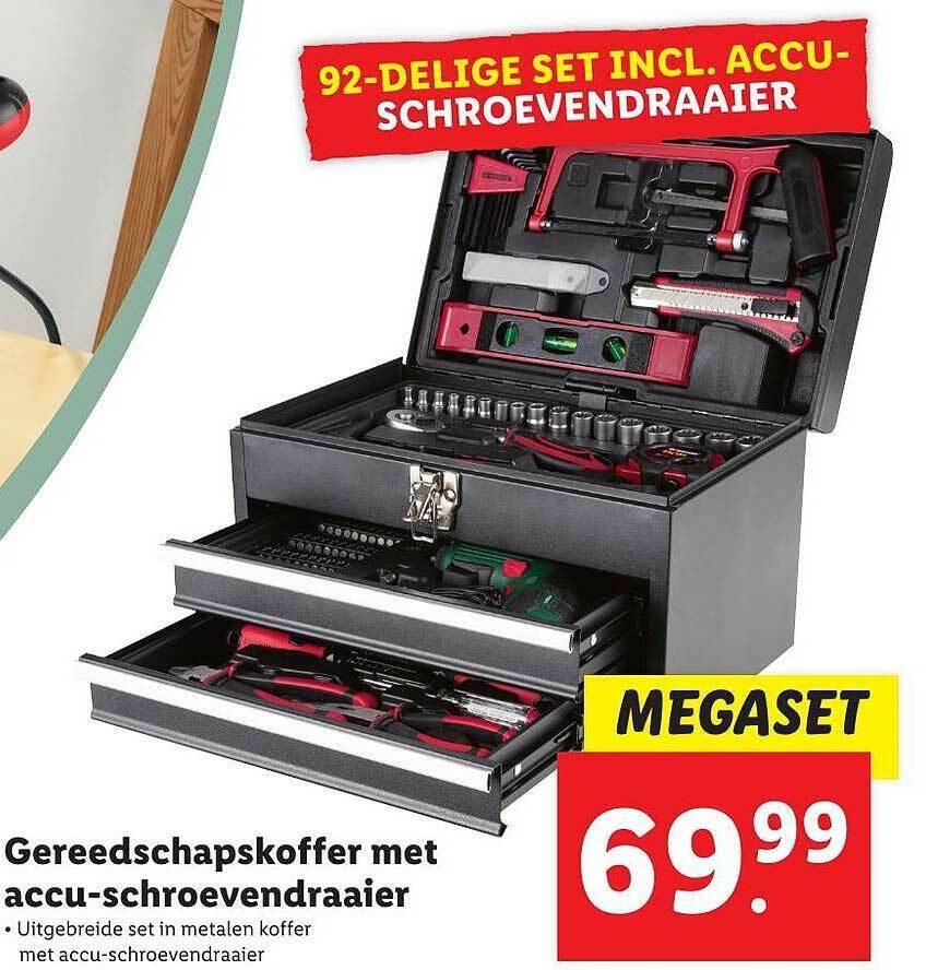 Gereedschapskoffer Met Accu-Schroevendraaier aanbieding bij Lidl