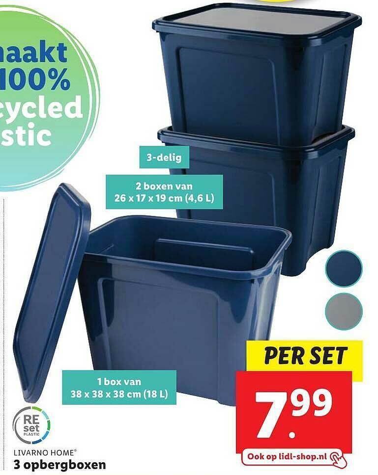 Livarno Home 3 Opbergboxen aanbieding bij Lidl