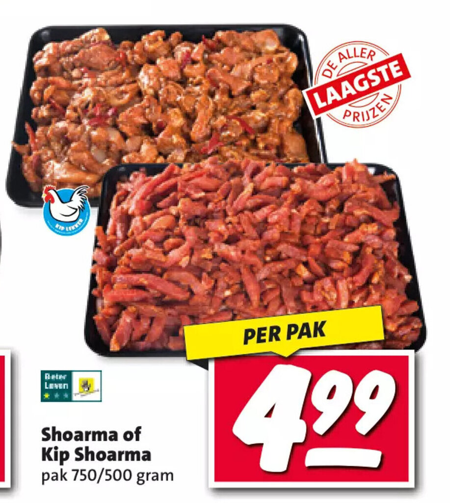 Shoarma of Kip Shoarma pak 750/500 gram aanbieding bij Nettorama