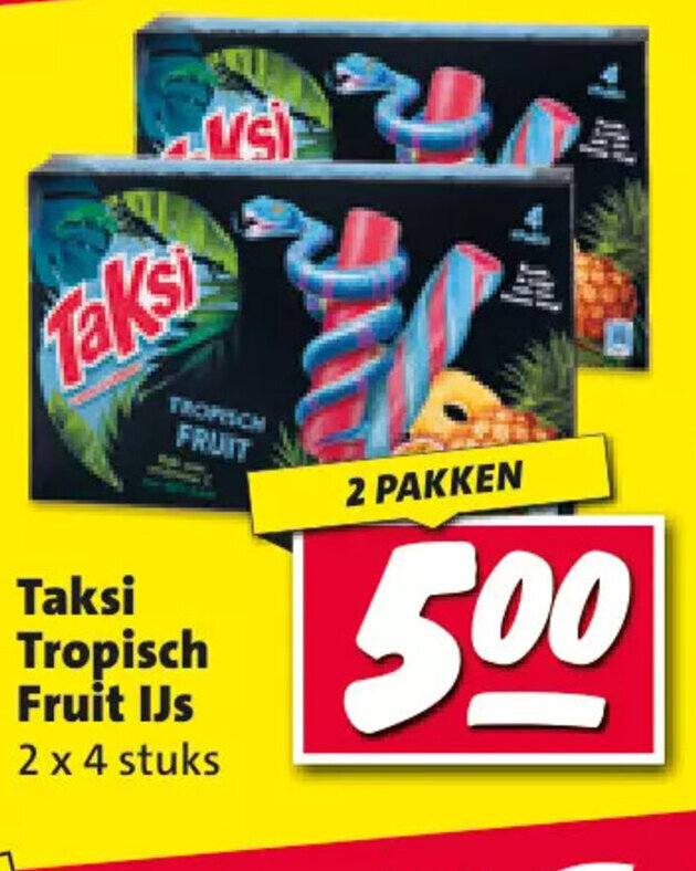 Taksi Tropisch Fruit IJs 2 x 4 stuks aanbieding bij Nettorama