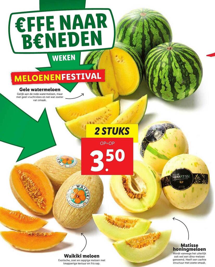 Gele Watermeloen, Waikiki Meloen Of Matisse Honingmeloen aanbieding bij ...