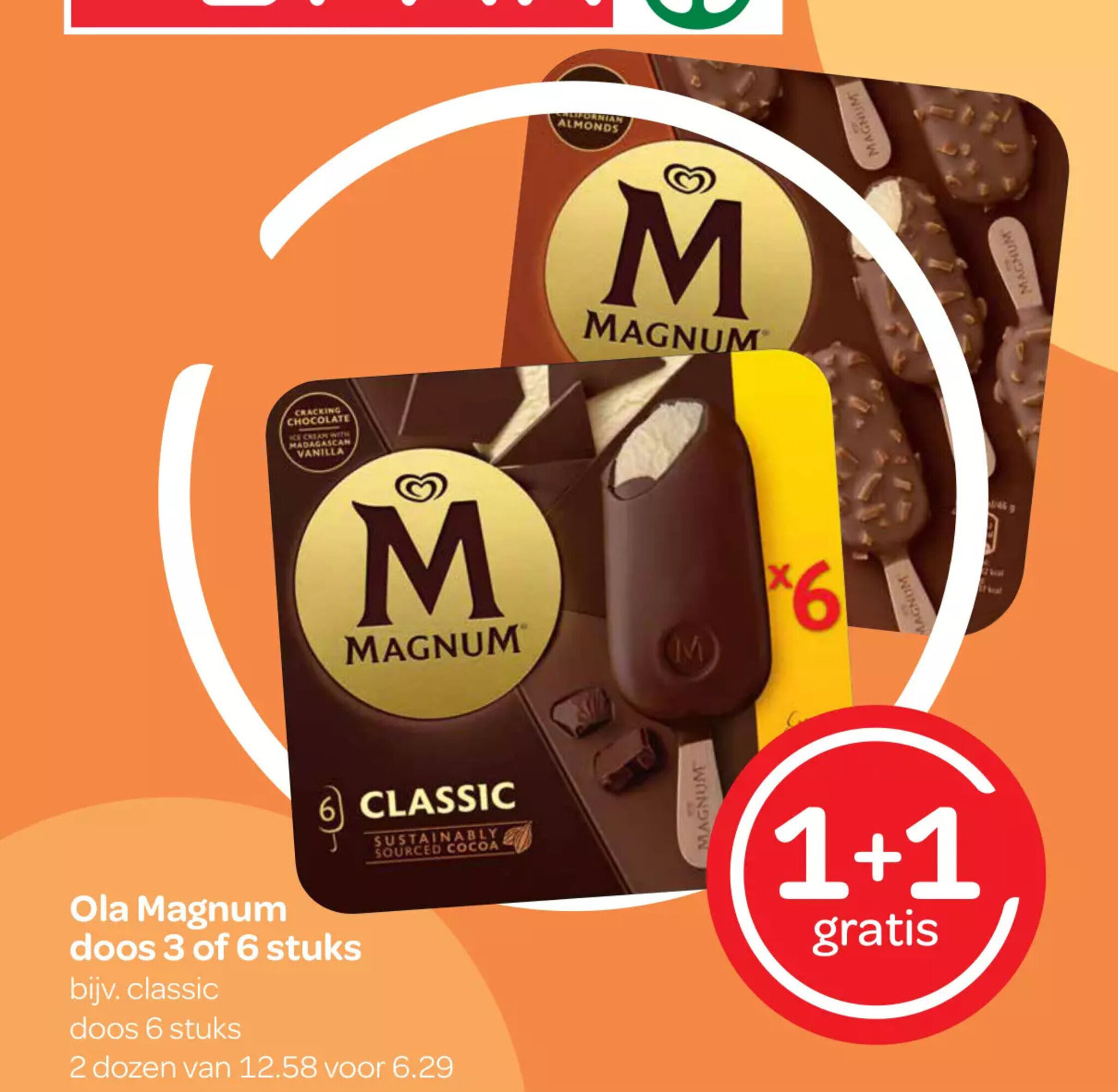 Ola Magnum doos 3 of 6 stuks bijv. classic doos 6 stuks aanbieding bij Spar