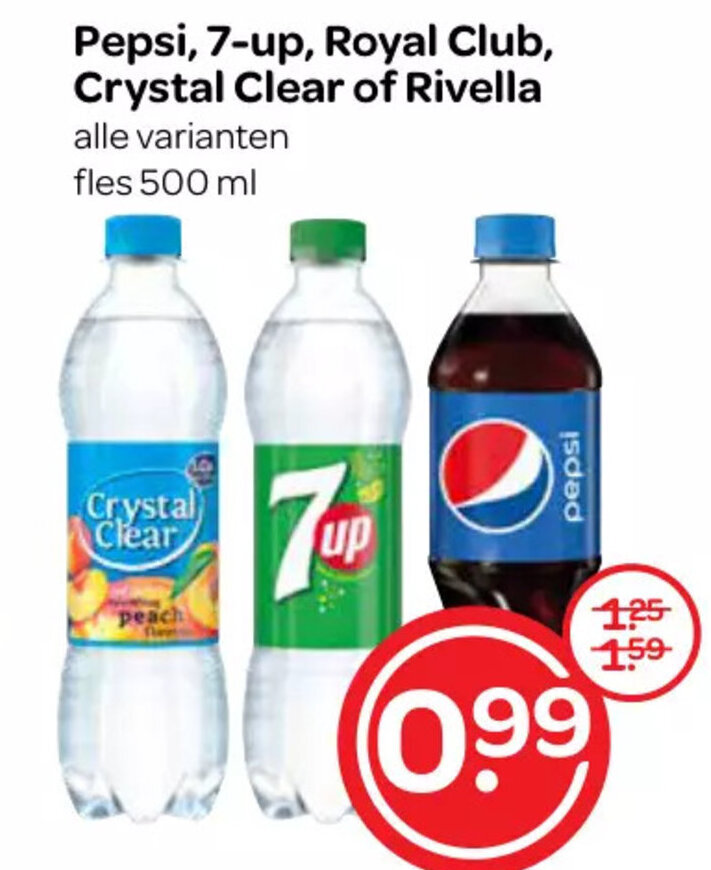 Pepsi, 7-up, Royal Club, Crystal Clear of Rivella alle varianten fles ...