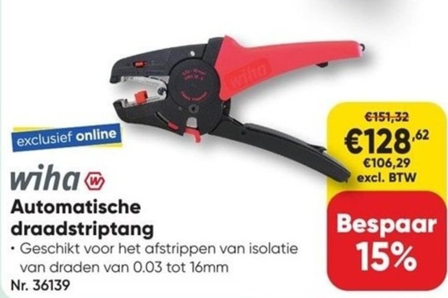 Automatische draadstriptang aanbieding bij Toolstation