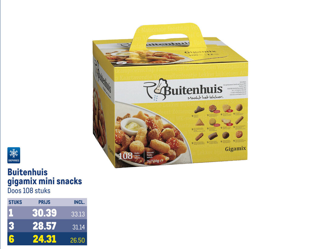 Buitenhuis gigamix mini snacks aanbieding bij Makro