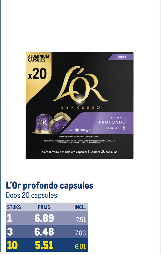 L'Or profondo capsules aanbieding bij Makro