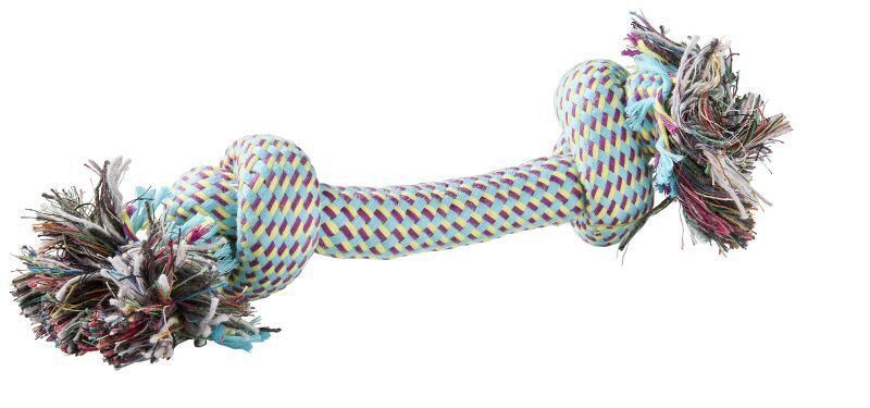 Touw met 2 knopen - hondenspeeltje - multicolor aanbieding bij Welkoop