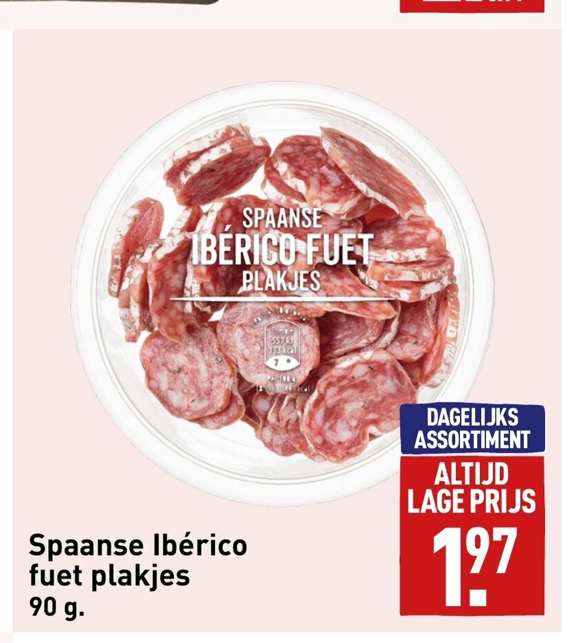 Spaanse Ibérico fuet plakjes 90 g. aanbieding bij ALDI