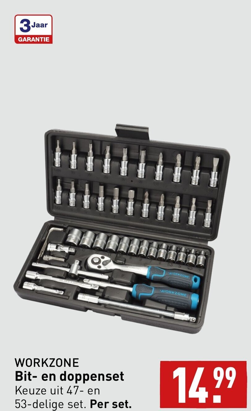WORKZONE Bit- en doppenset Keuze uit 47- en 53-delige set. Per set ...