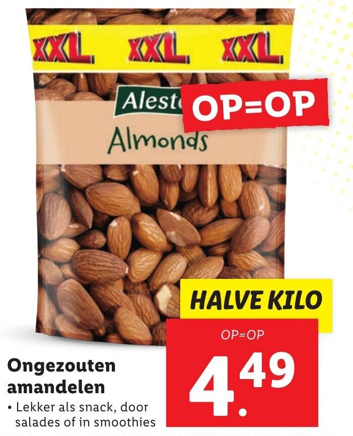 Ongezouten amandelen aanbieding bij Lidl