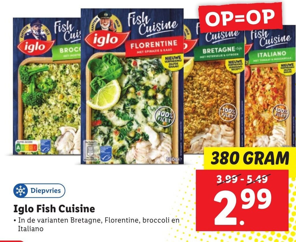 Iglo Fish Cuisine 380 GRAM aanbieding bij Lidl