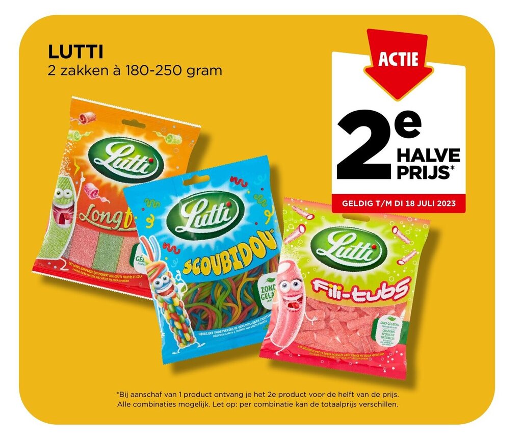 LUTTI 2 zakken à 180-250 gram aanbieding bij Jumbo