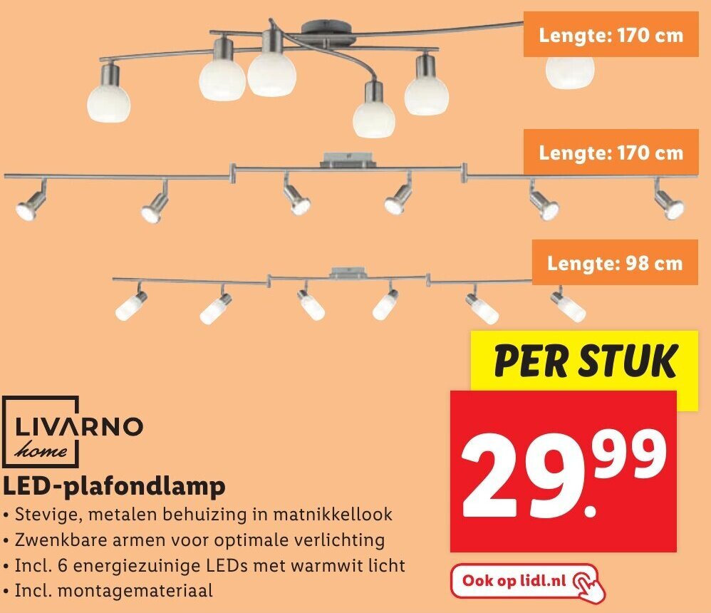 LIVARNO home LED-plafondlamp Lengte: 170 cm / Lengte: 98 cm aanbieding ...