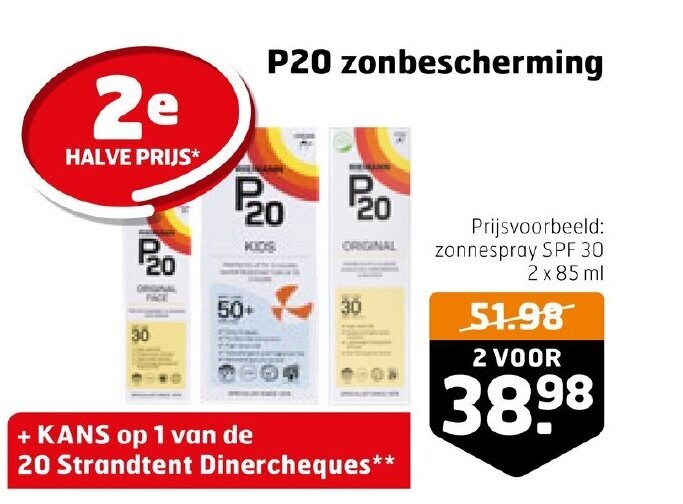 P20 Zonbescherming SPF 30 2 2 x 85 ml aanbieding bij Trekpleister
