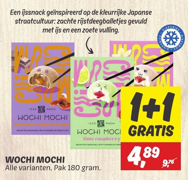 WOCHI MOCHI Alle varianten. Pak 180 gram. 1+1 gratis aanbieding bij ...