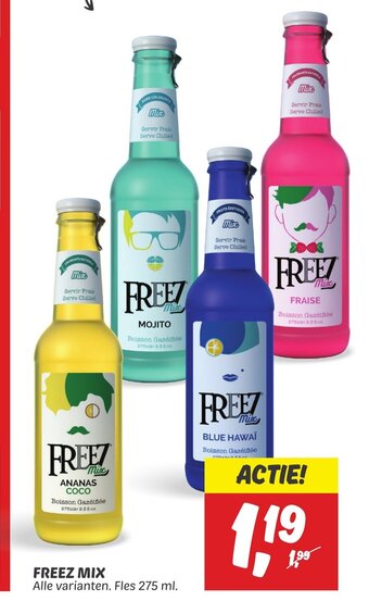 FREEZ MIX Alle varianten. Fles 275 ml. aanbieding bij Dekamarkt