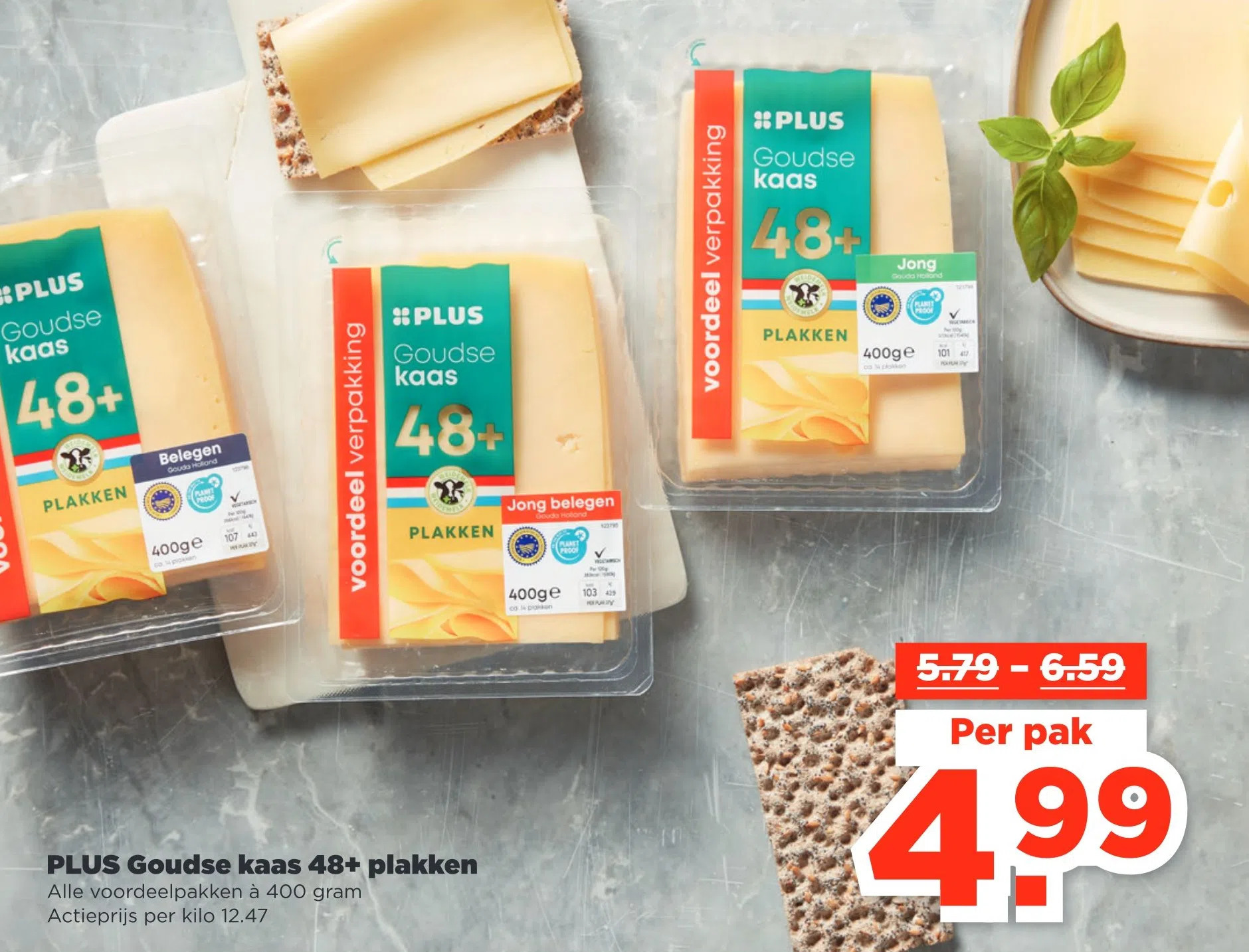 Plus goudse kaas 48+ plakken aanbieding bij PLUS