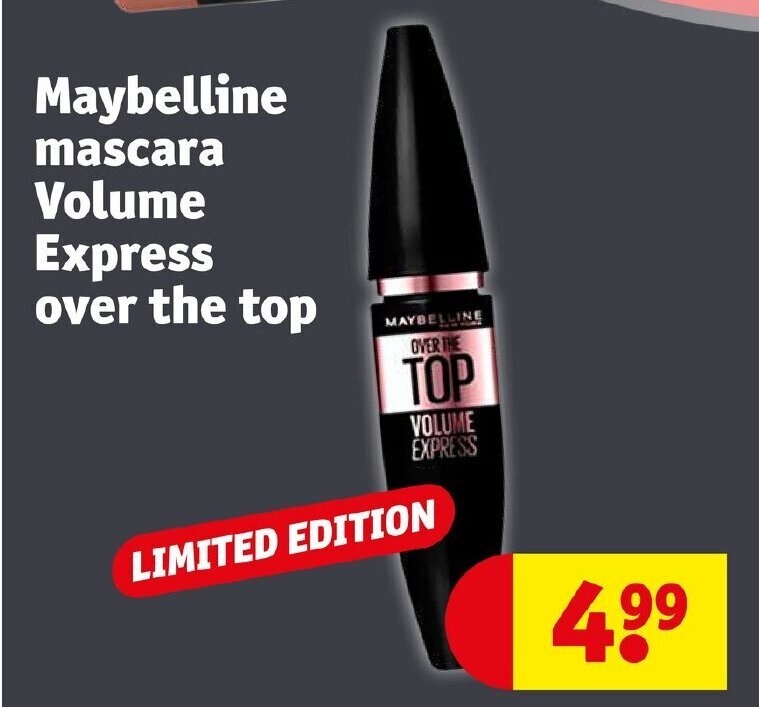Maybelline mascara Volume Express over the top aanbieding bij Kruidvat