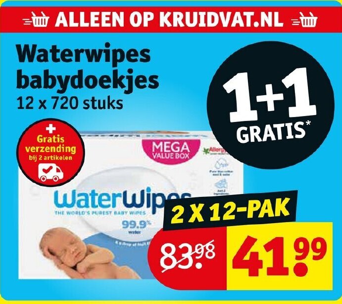 Waterwipes Babydoekjes 12 X 720 Stuks Aanbieding Bij Kruidvat