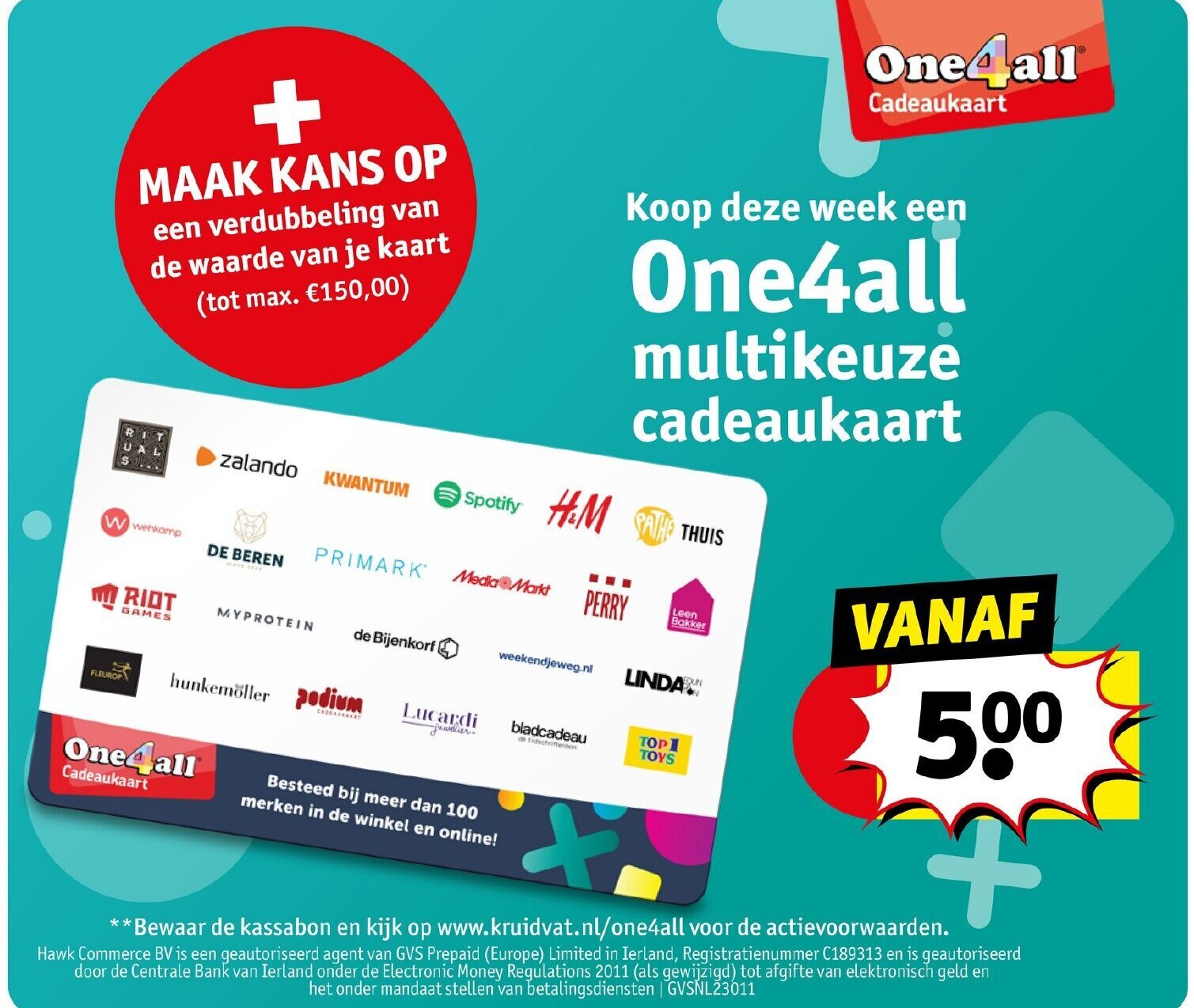 One4all multikeuze cadeaukaart aanbieding bij Kruidvat