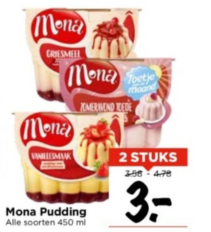 Mona Pudding 450 ml aanbieding bij Vomar Voordeelmarkt