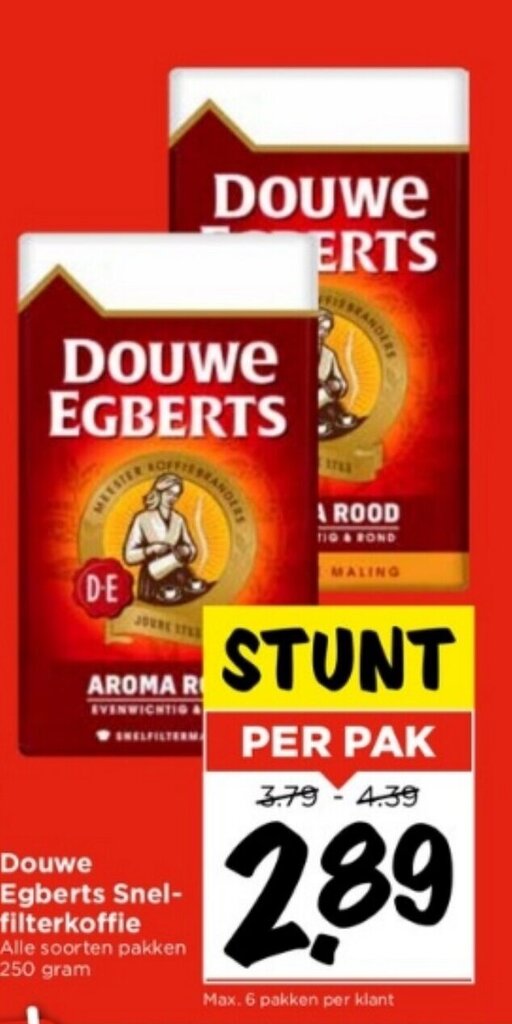 Douwe Egberts Snel-filterkoffie 250 gram aanbieding bij Vomar Voordeelmarkt