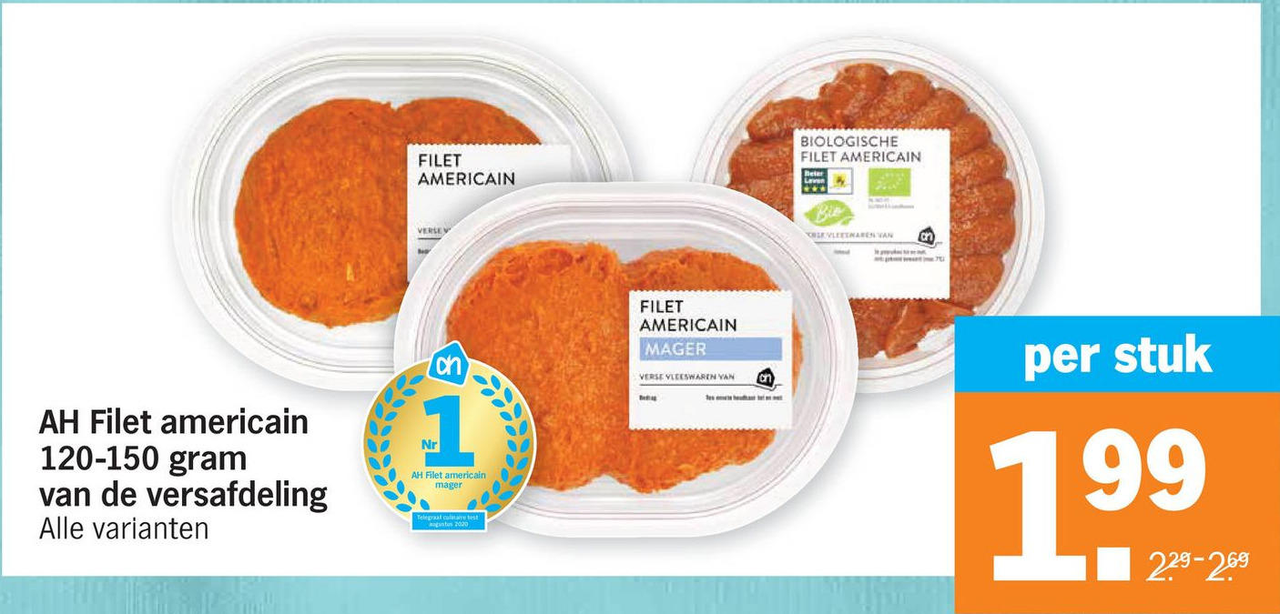 AH Filet americain 120-150 gram van de versafdeling aanbieding bij ...