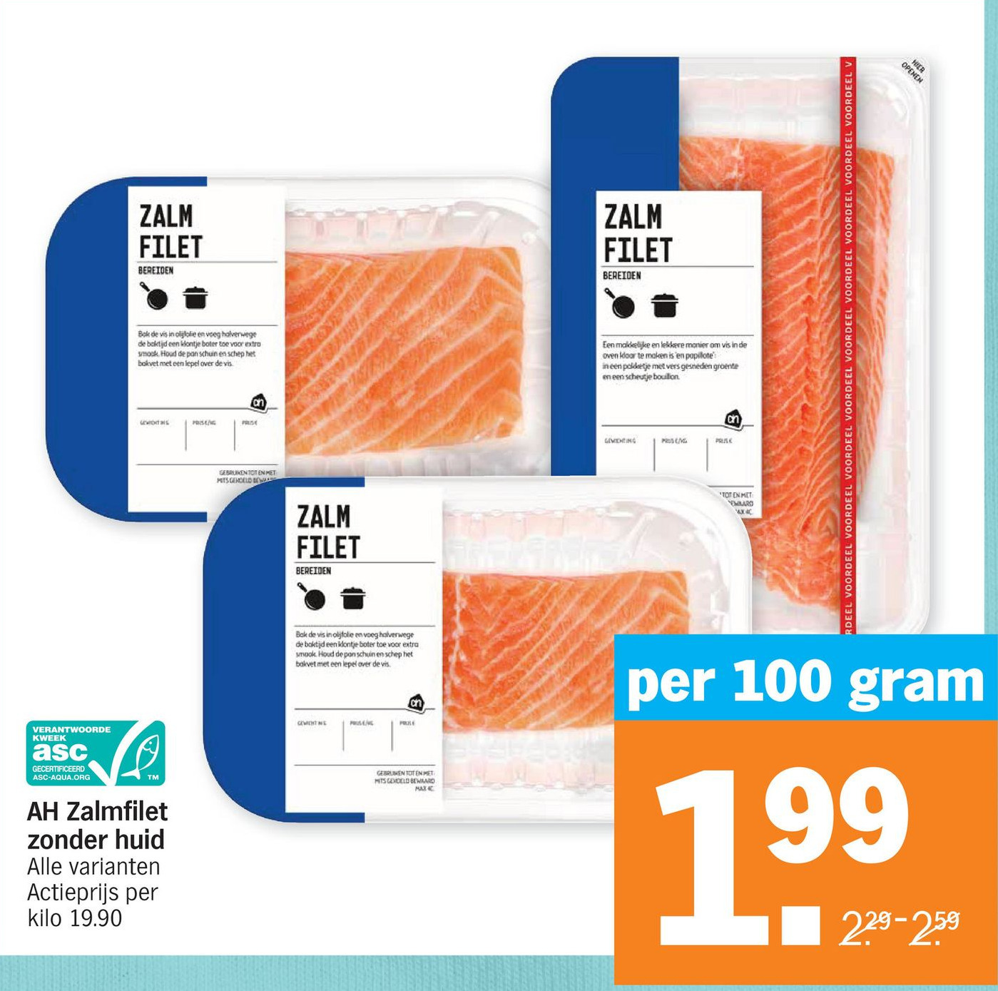 AH Zalmfilet zonder huid 100 gram aanbieding bij Albert Heijn