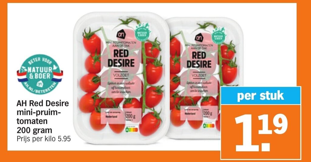 AH Red Desire mini-pruim- tomaten 200g aanbieding bij Albert Heijn