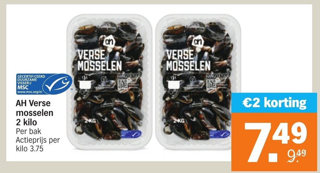 AH Verse mosselen 2KL aanbieding bij Albert Heijn