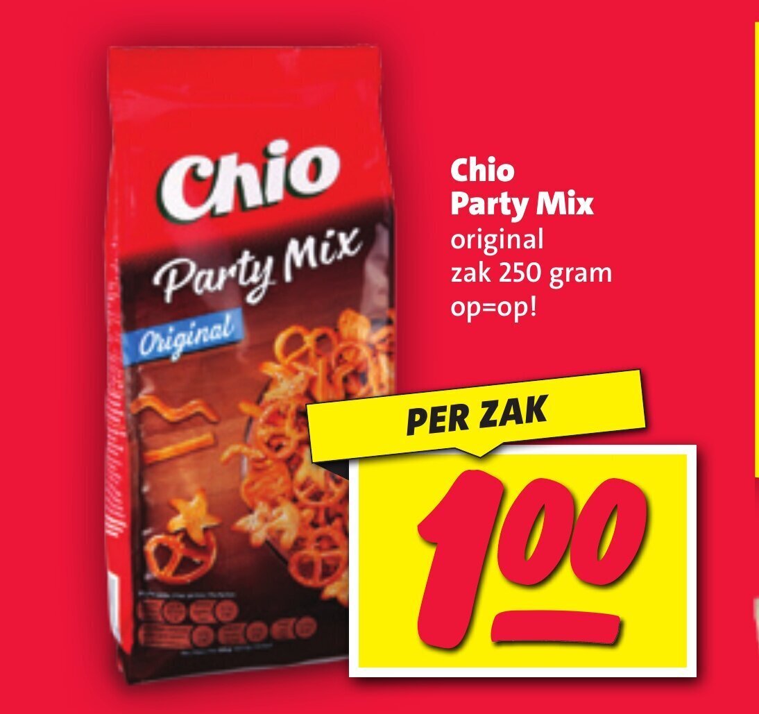 Chio Party Mix original zak 250 gram aanbieding bij Nettorama