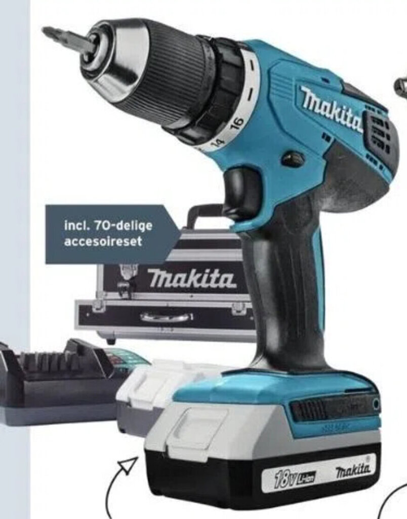 Makita 18V accuboormachine DF488DAEX1 aanbieding bij GAMMA