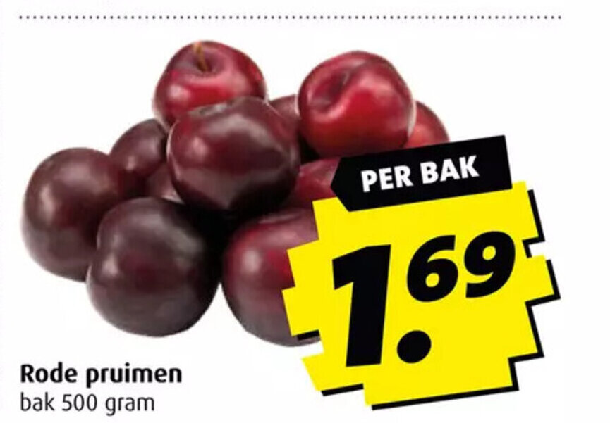 Rode pruimen bak 500 gram aanbieding bij Boni