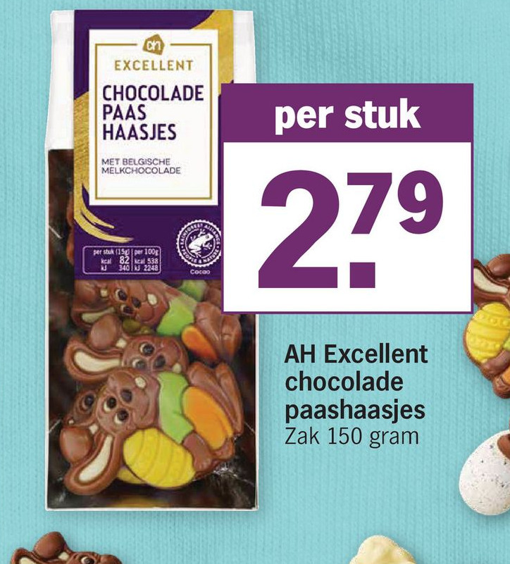 Ah excellent chocolade paashaasjes melk 150 gram aanbieding bij Albert ...