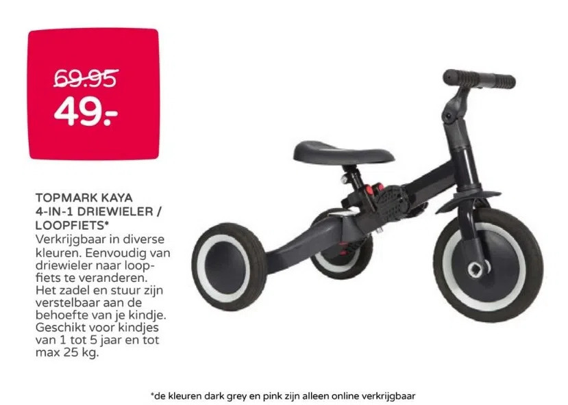 Topmark kaya 4-in-1 driewieler / loopfiets* aanbieding bij Prenatal