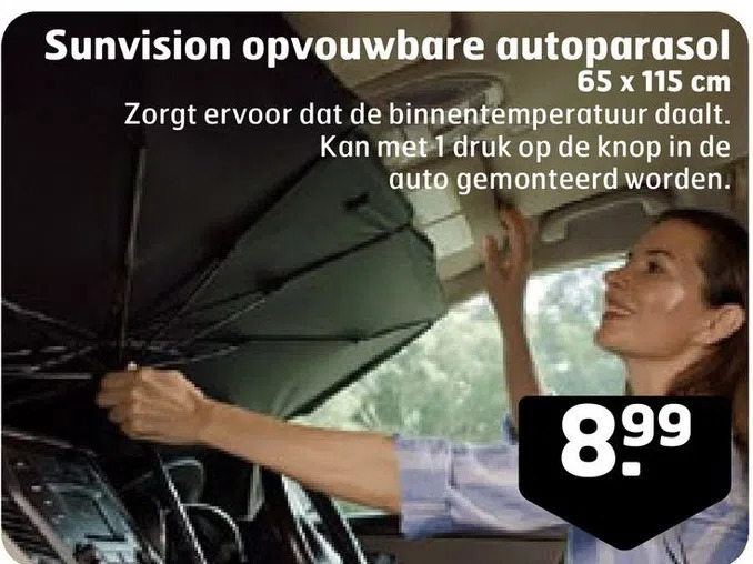 Sunvision opvouwbare autoparasol aanbieding bij Trekpleister