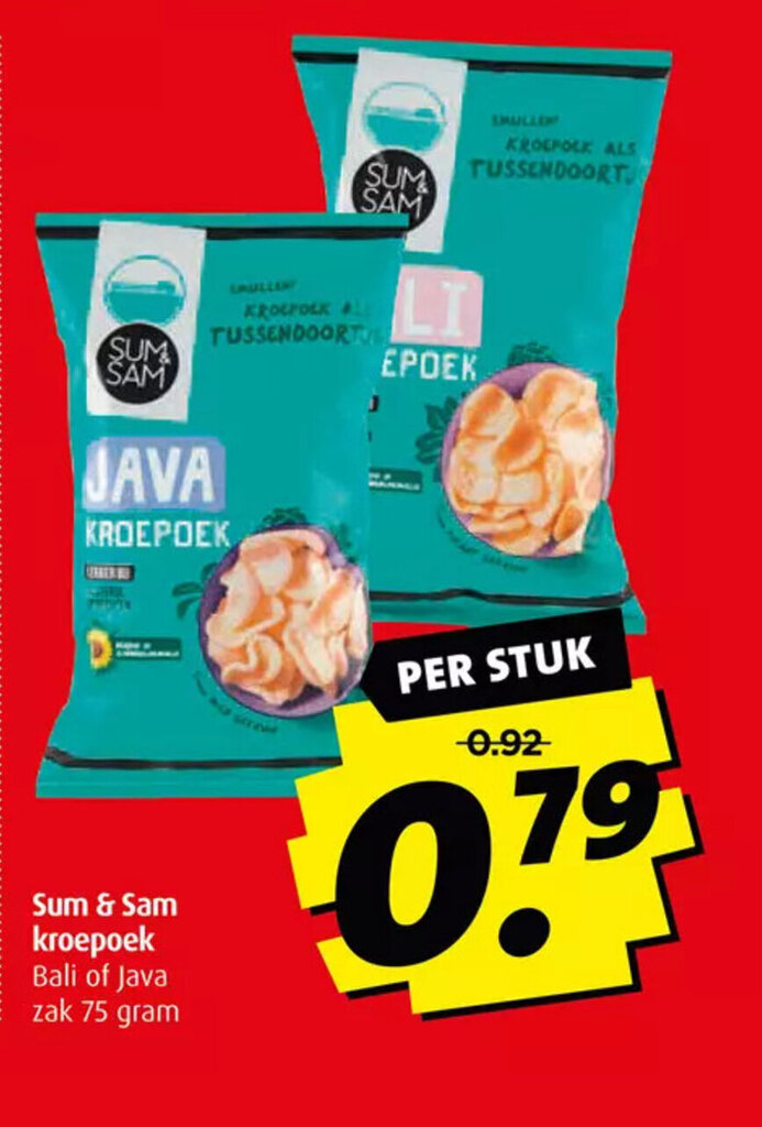 Sum & Sam kroepoek Bali of Java zak 75 gram aanbieding bij Boni
