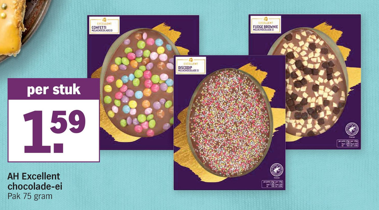 AH Excellent chocolade-ei 75 gram aanbieding bij Albert Heijn