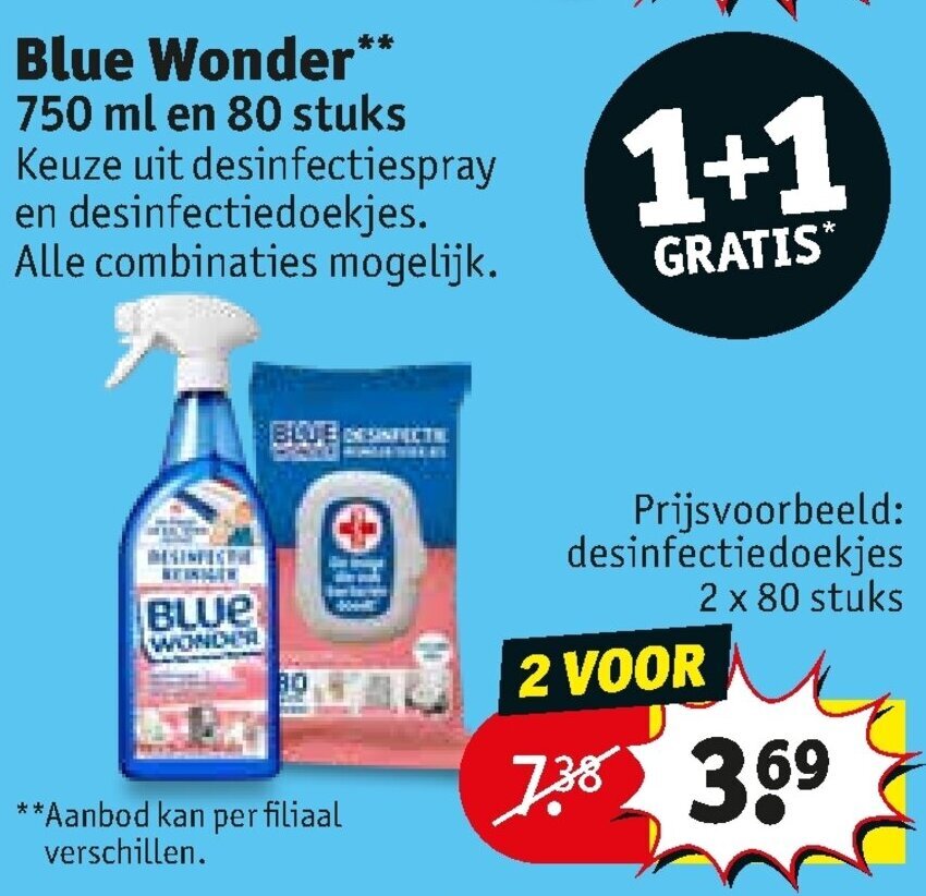 Blue Wonder 750ml en 80st aanbieding bij Kruidvat