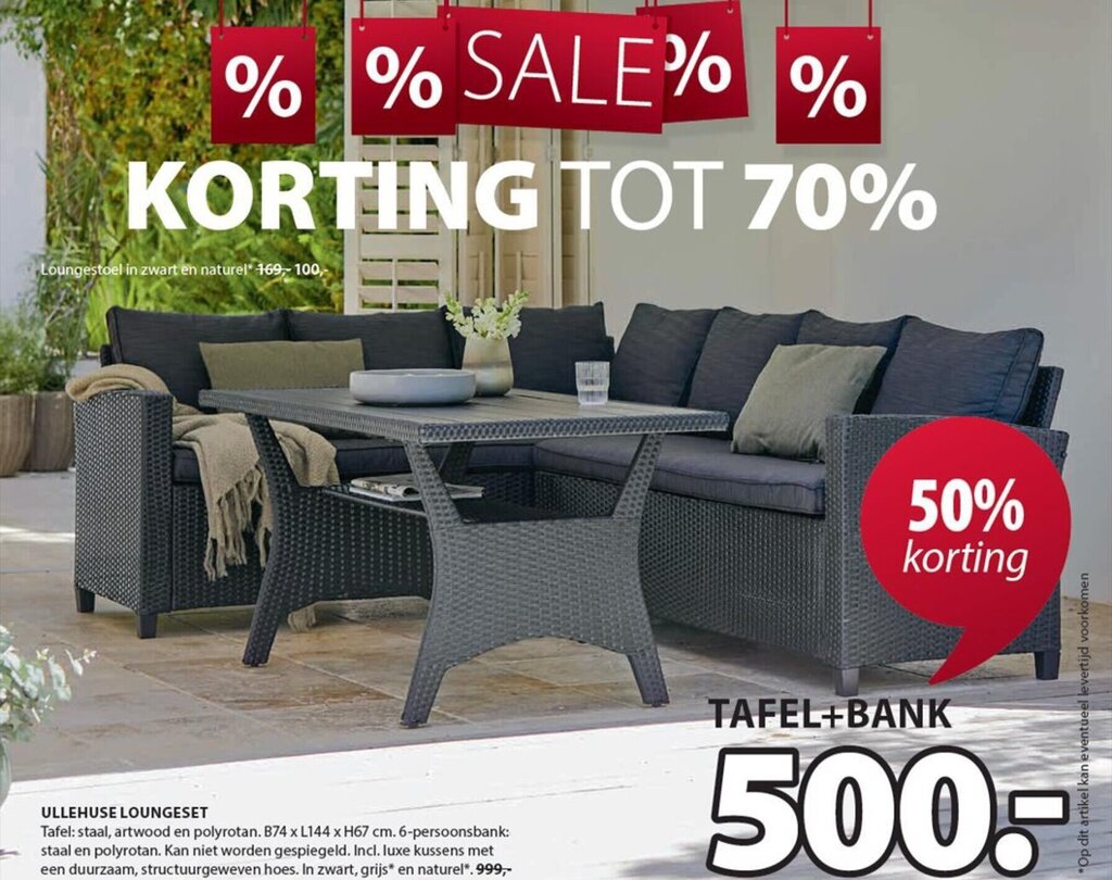 ULLEHUSE LOUNGESET B74x L144x H67cm. 6-persoonsbank aanbieding bij Jysk