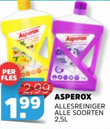 ASPEROX ALLESREINIGER ALLE SOORTEN 2,5L aanbieding bij Sahan Supermarkten