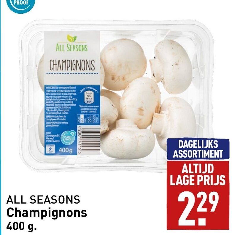 ALL SEASONS Champignons 400g aanbieding bij ALDI