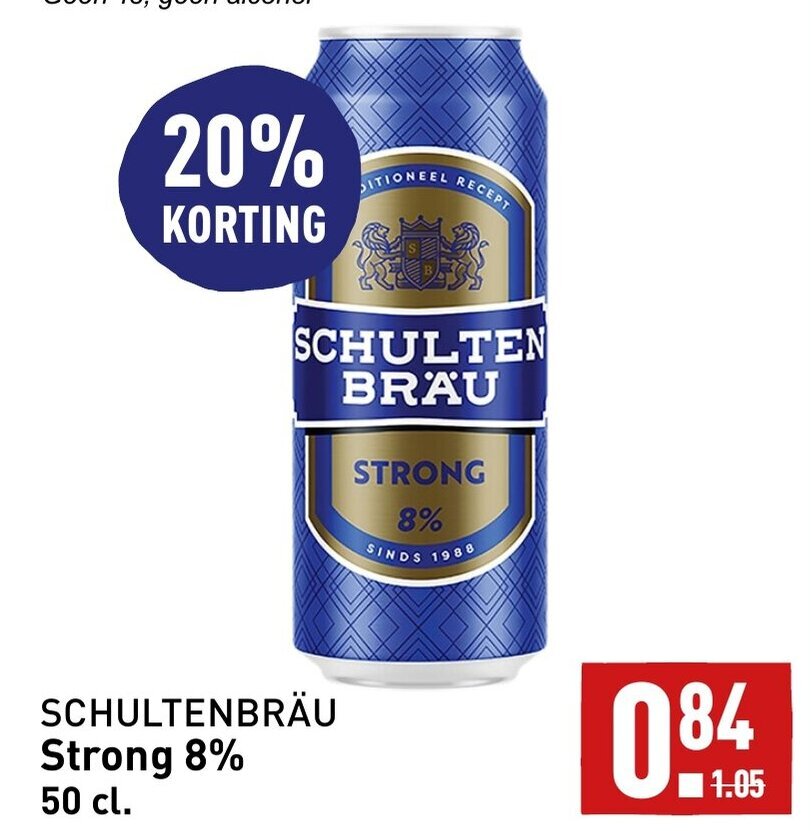 SCHULTENBRÄU Strong 8% 50 cl. aanbieding bij ALDI