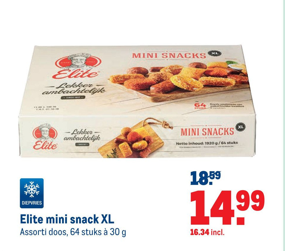 Elite mini snack xl 30 gram aanbieding bij Makro
