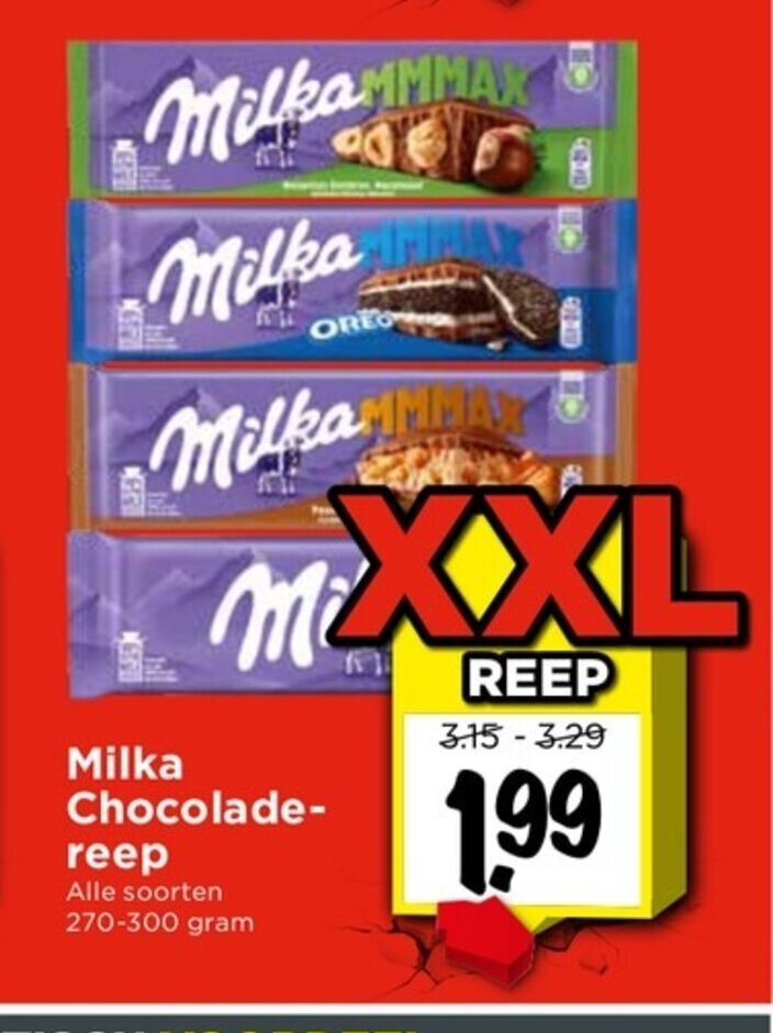 Milka Chocolade-reep aanbieding bij Vomar Voordeelmarkt
