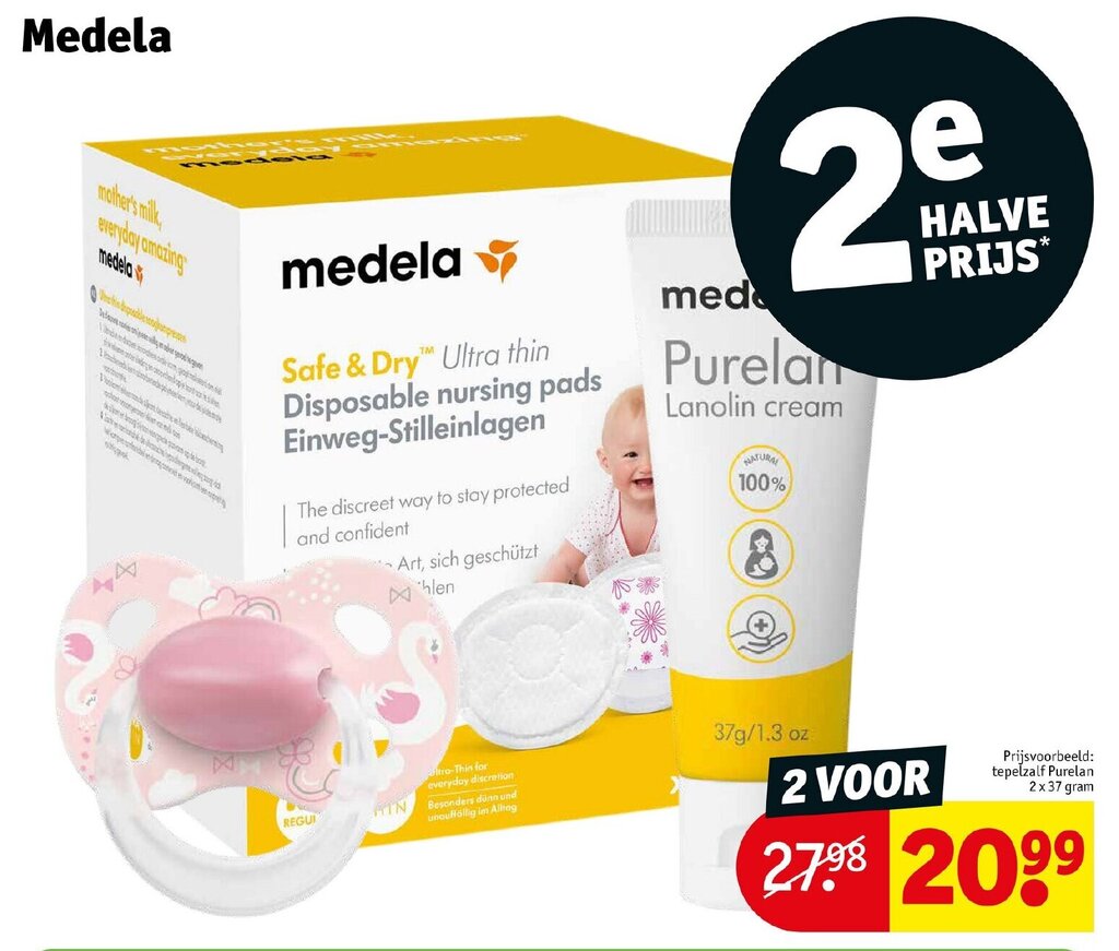 Medela Prijsvoorbeeld: tepelzalf Purelan 2x37 gram aanbieding bij Kruidvat