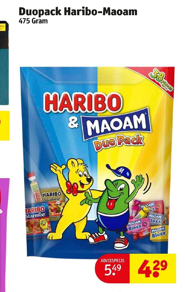 Duopack Haribo-Maoam 475 Gram aanbieding bij Kruidvat