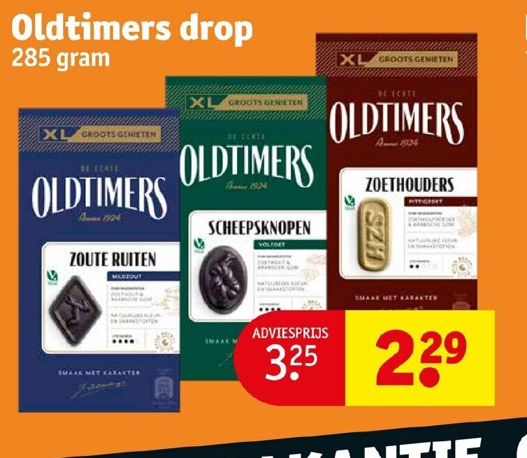Oldtimers drop 285 gram aanbieding bij Kruidvat